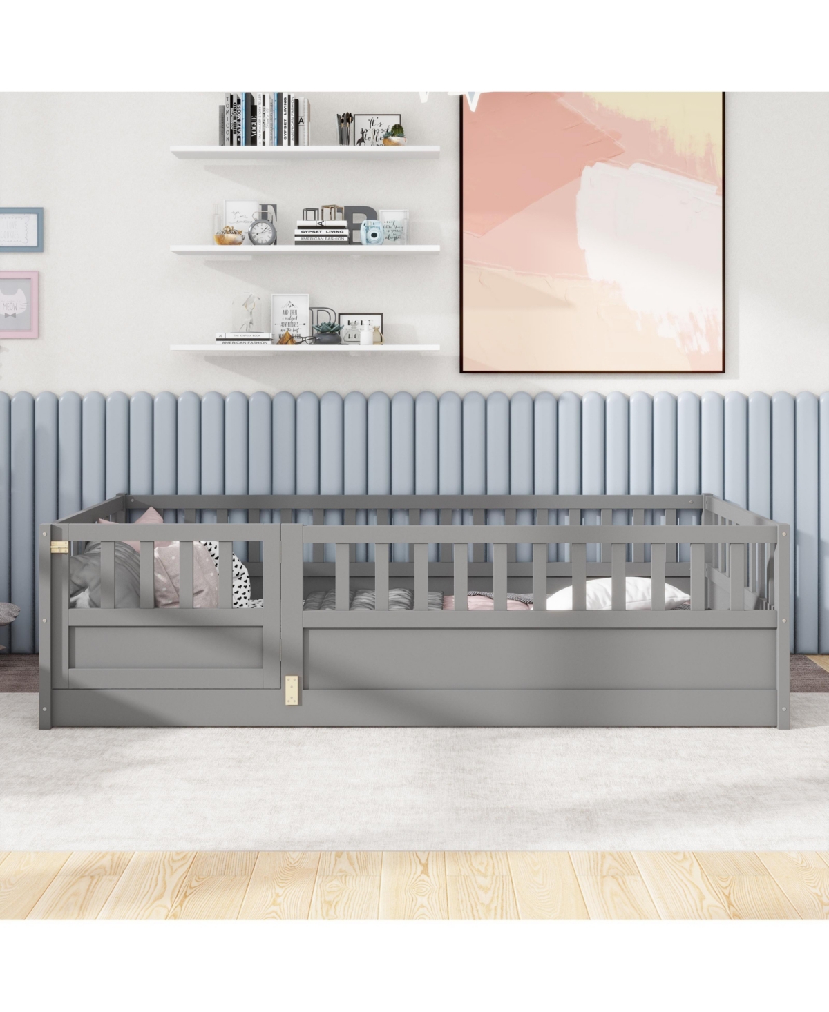 Click here for flynama Twin Size Montessori Wooden Floor Bed With... prices