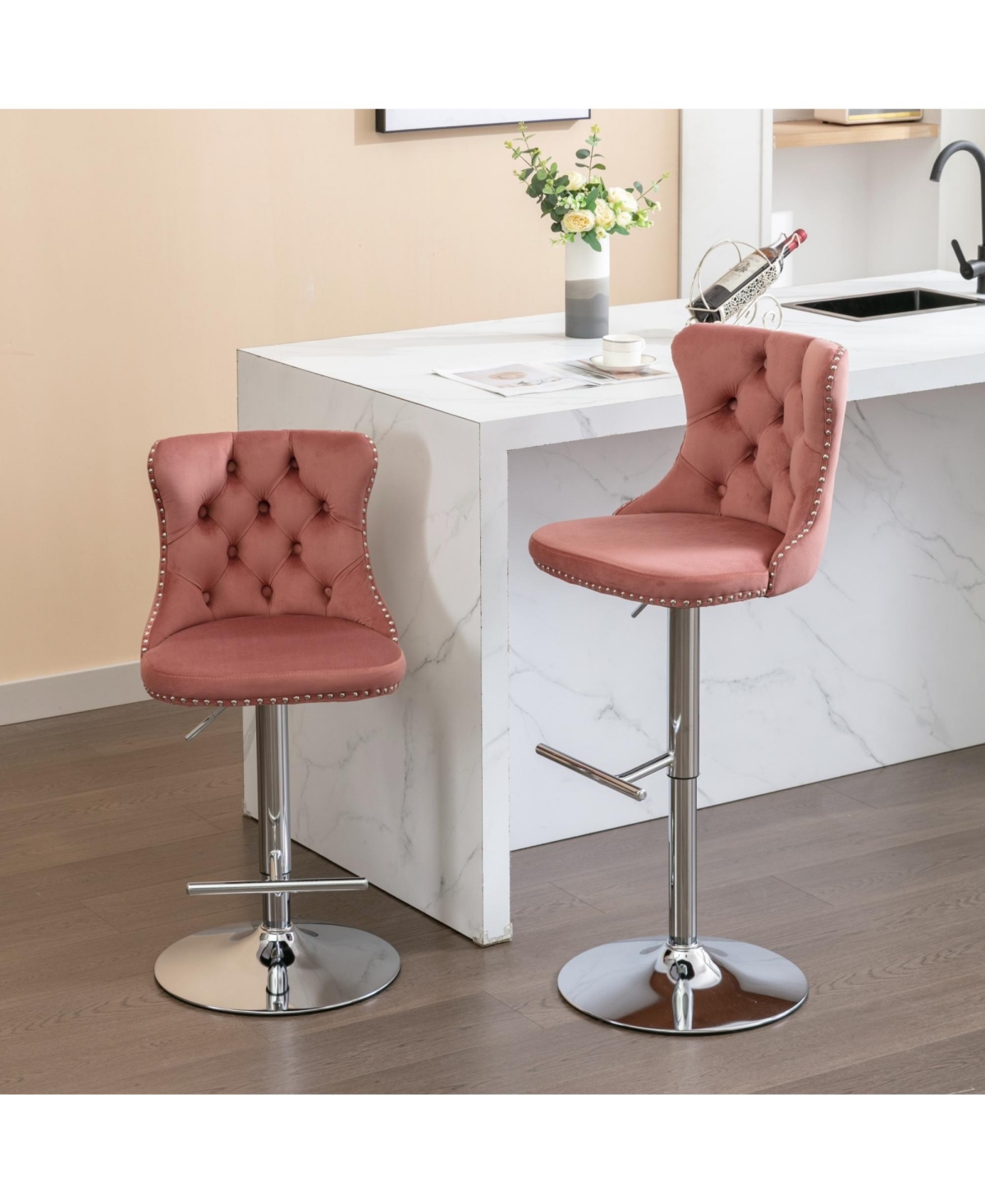 Click here for Rainsken Velvet Swivel Bar Stools Set of 2  Adjust... prices