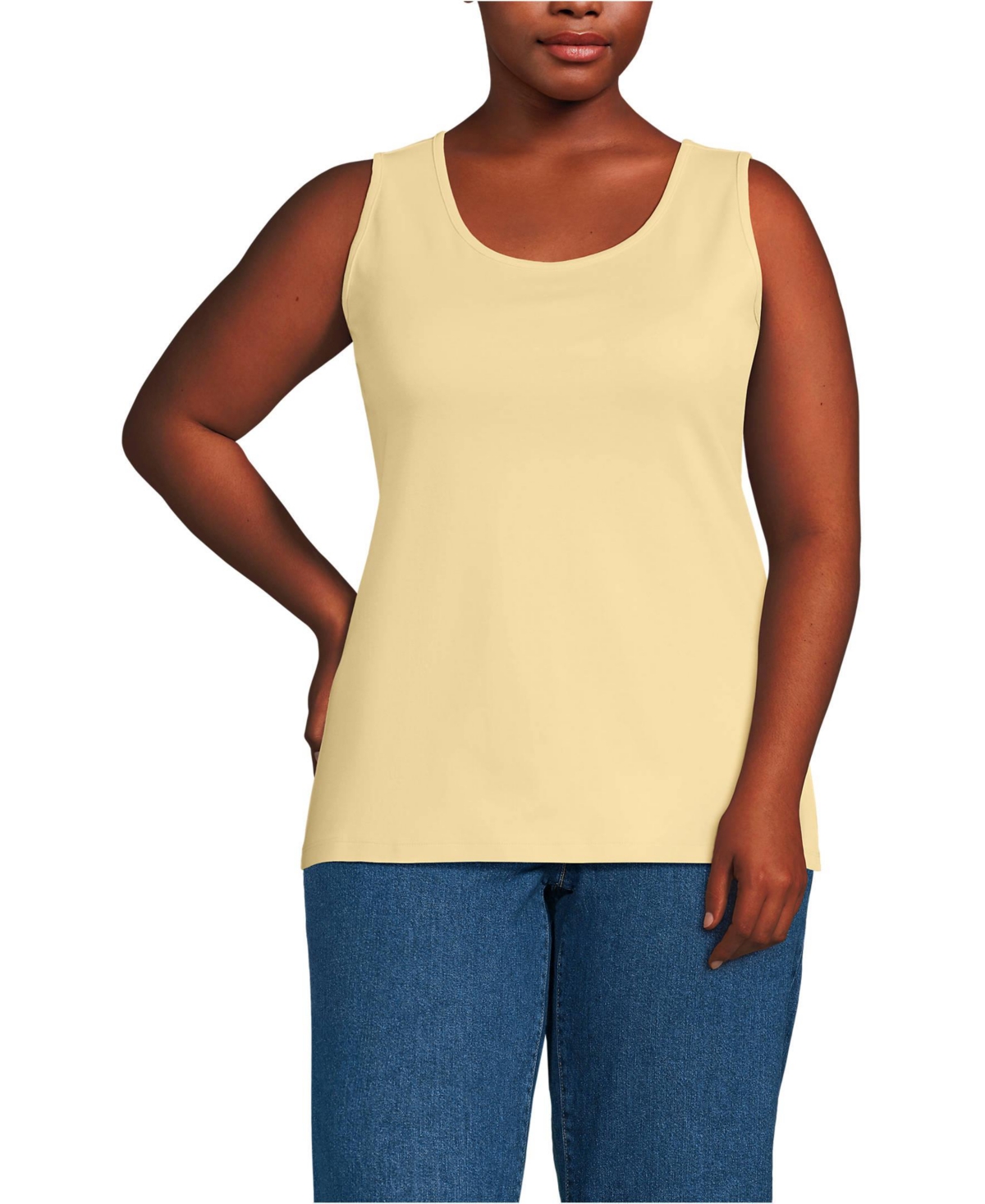 Click here for Lands End Womens Plus Size Cotton Tank Top - Pale... prices