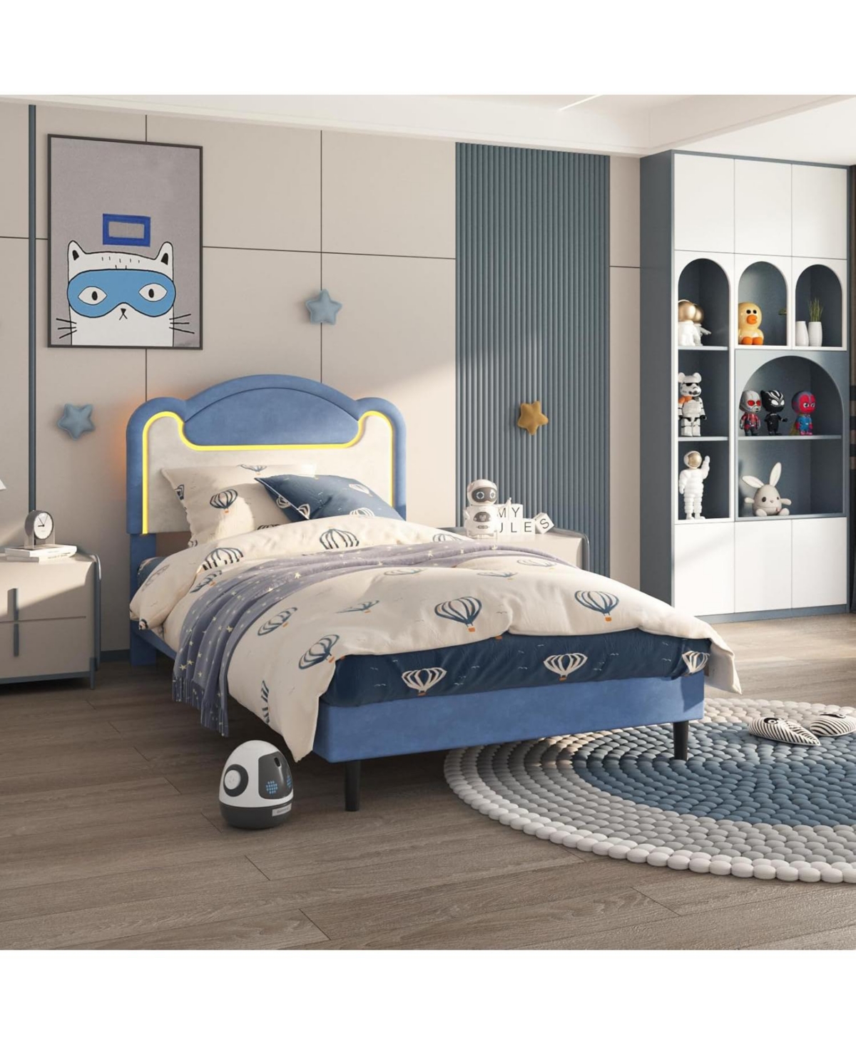 Click here for gaomon Twin Upholstered Platform Bed with Led and... prices