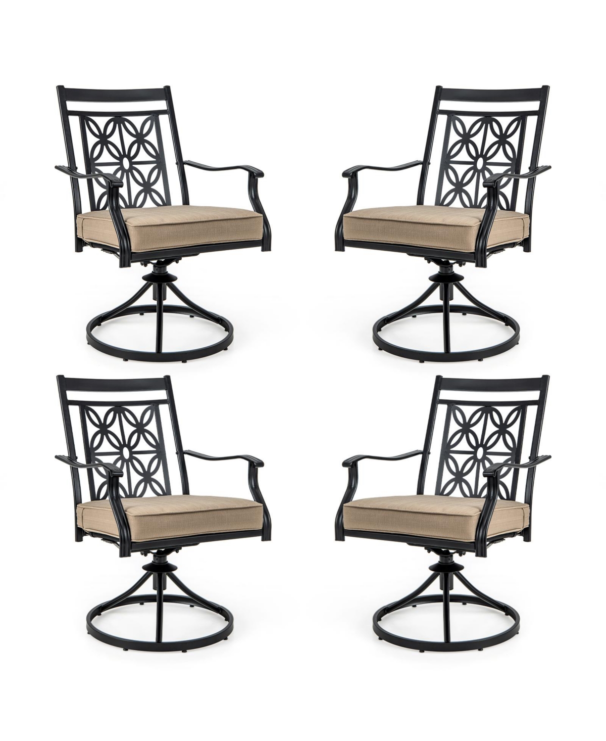 Click here for Gymax Patio Metal Swivel Chairs Set of 4 Fabric Bi... prices