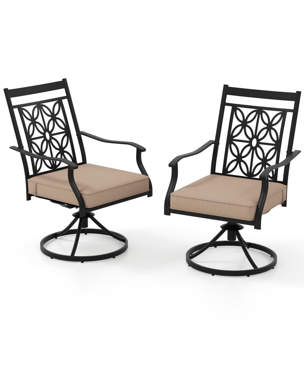 Click here for Gymax Patio Metal Swivel Chairs Set of 2 Fabric Bi... prices