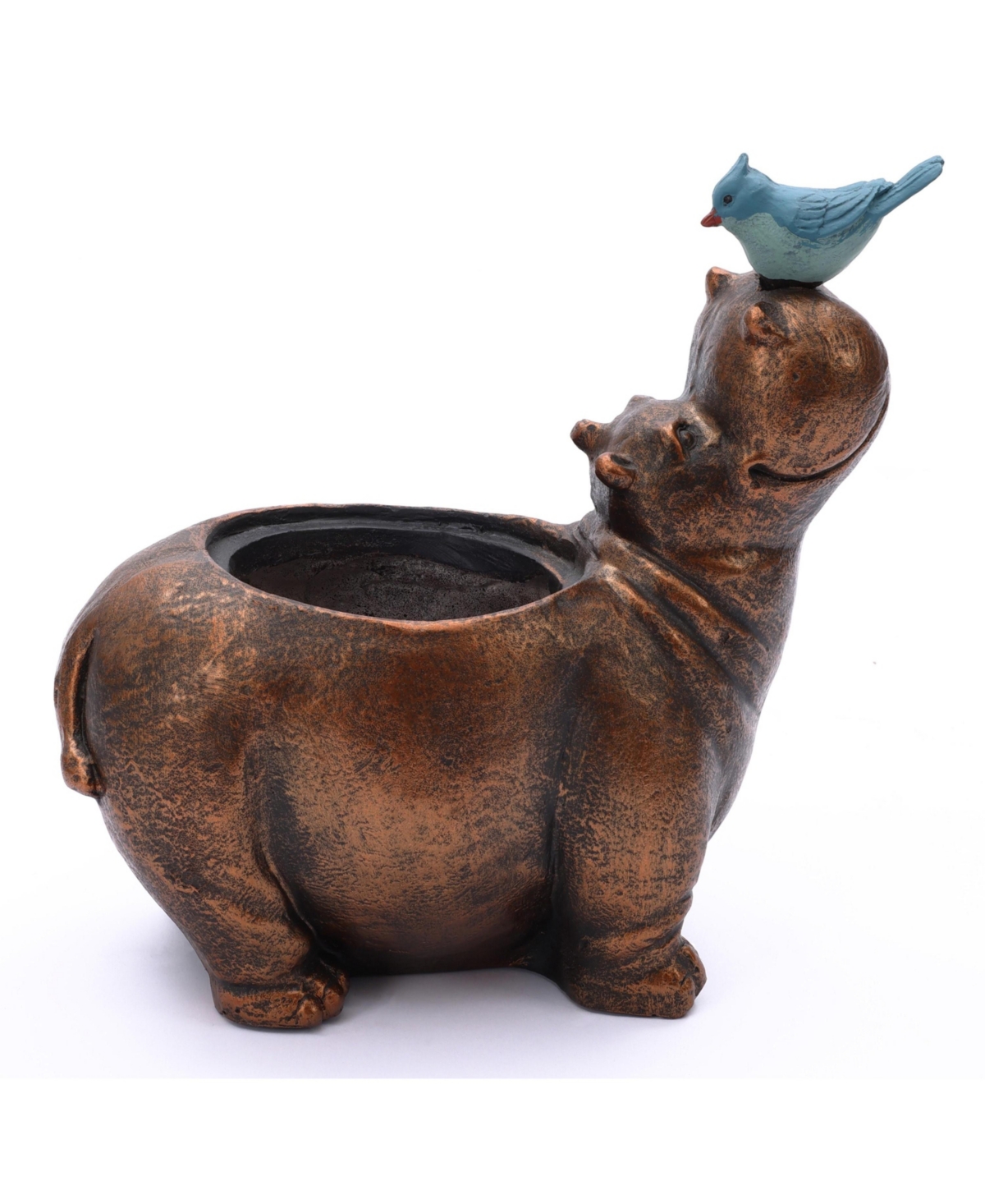Click here for LuxenHome Brown Hippo and Blue Bird MgO Flower Pot... prices