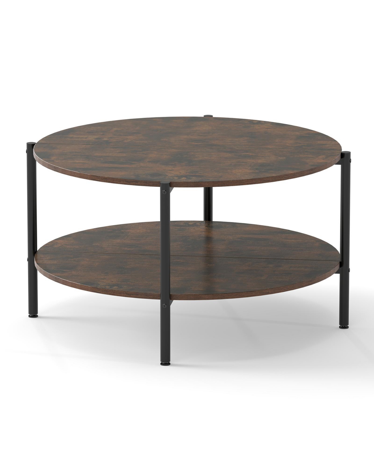 Click here for Slickblue 2-Tier Industrial Round Coffee Table  Ac... prices