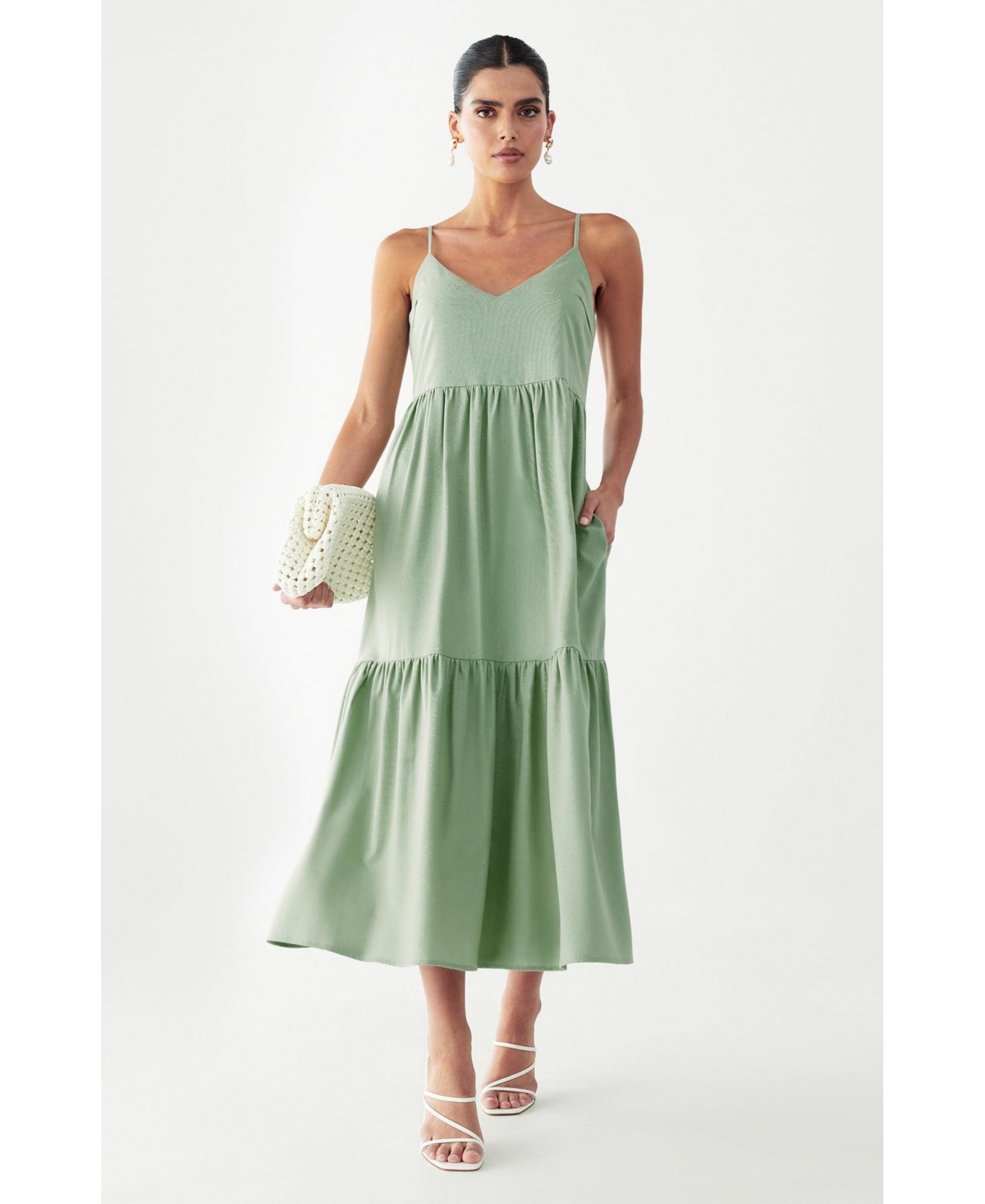 Click here for St Mrlo Womens Phi Phi Midi Dress - Sage green prices