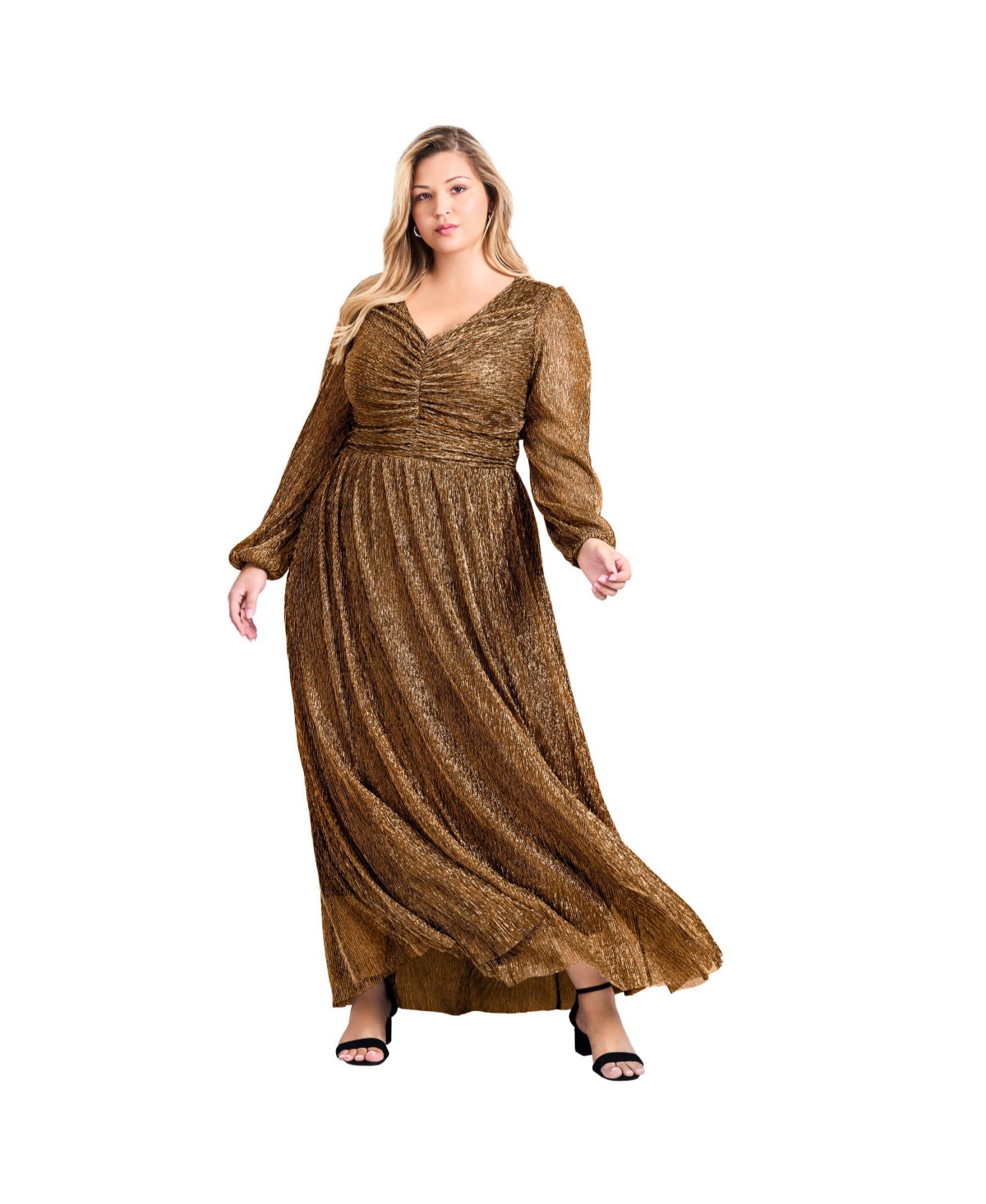 Click here for Avenue Womens Lucia Plisse Maxi Dress - Bronze prices