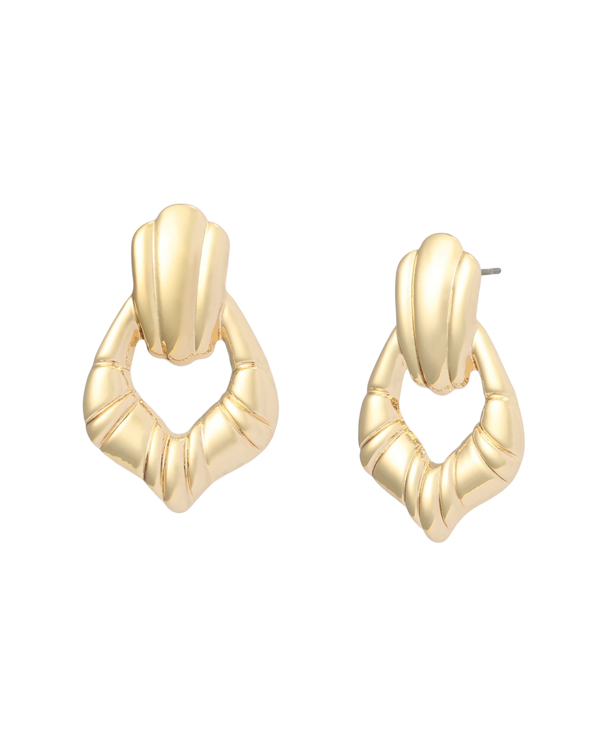 Click here for Steve Madden Gold Fluted Doorknocker Earrings - Go... prices