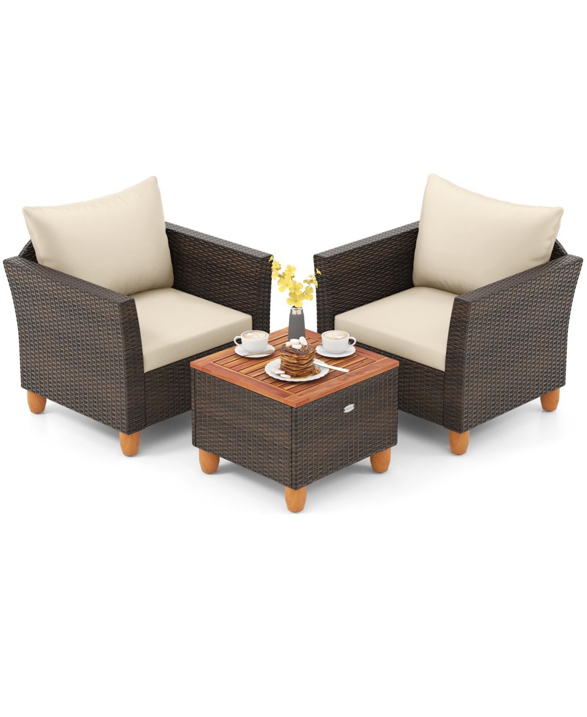 Click here for Sugift 3 Piece Patio Wicker Furniture Set with Cus... prices