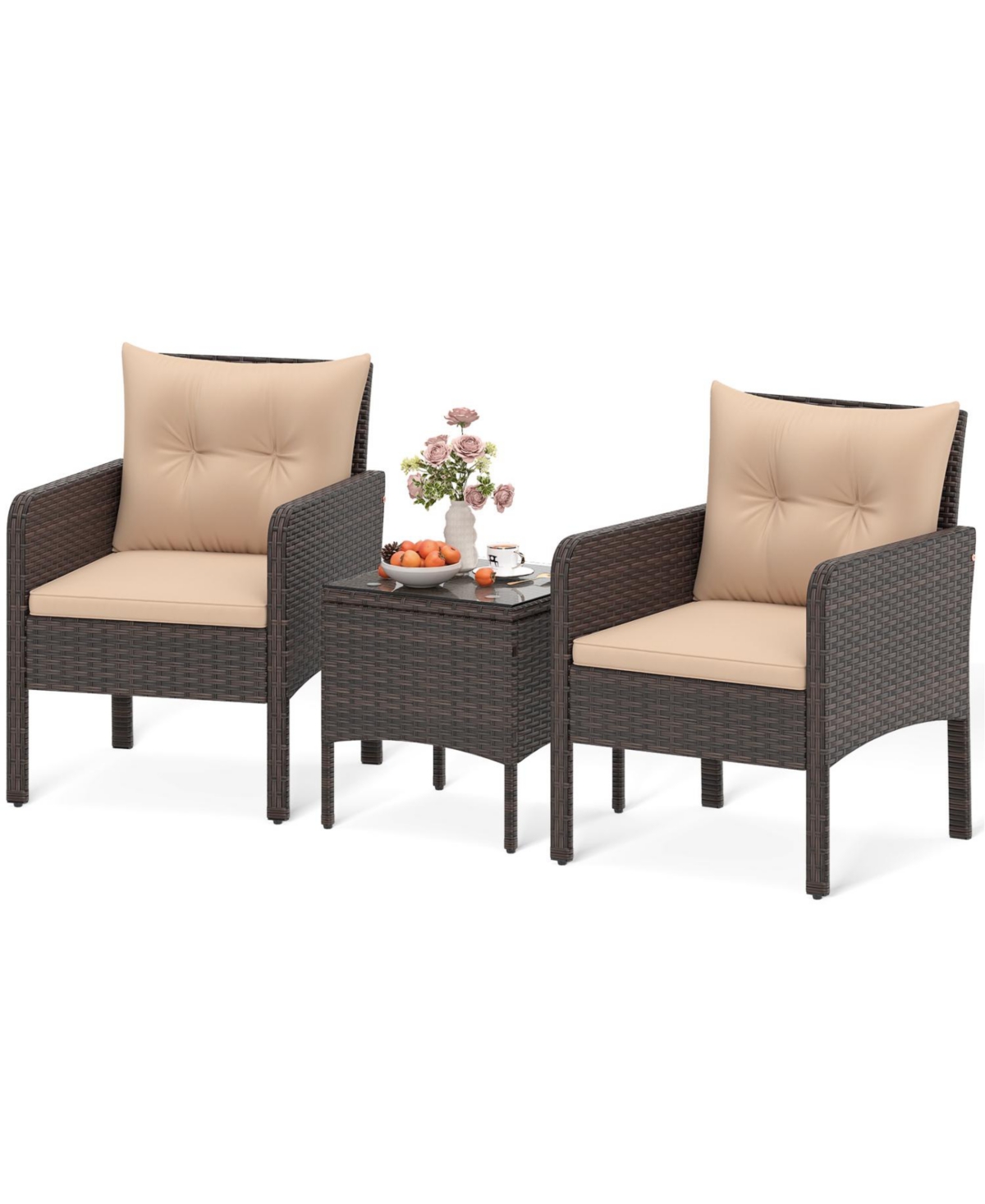 Click here for Sugift 3 Piece Patio Wicker Furniture Set with Cus... prices