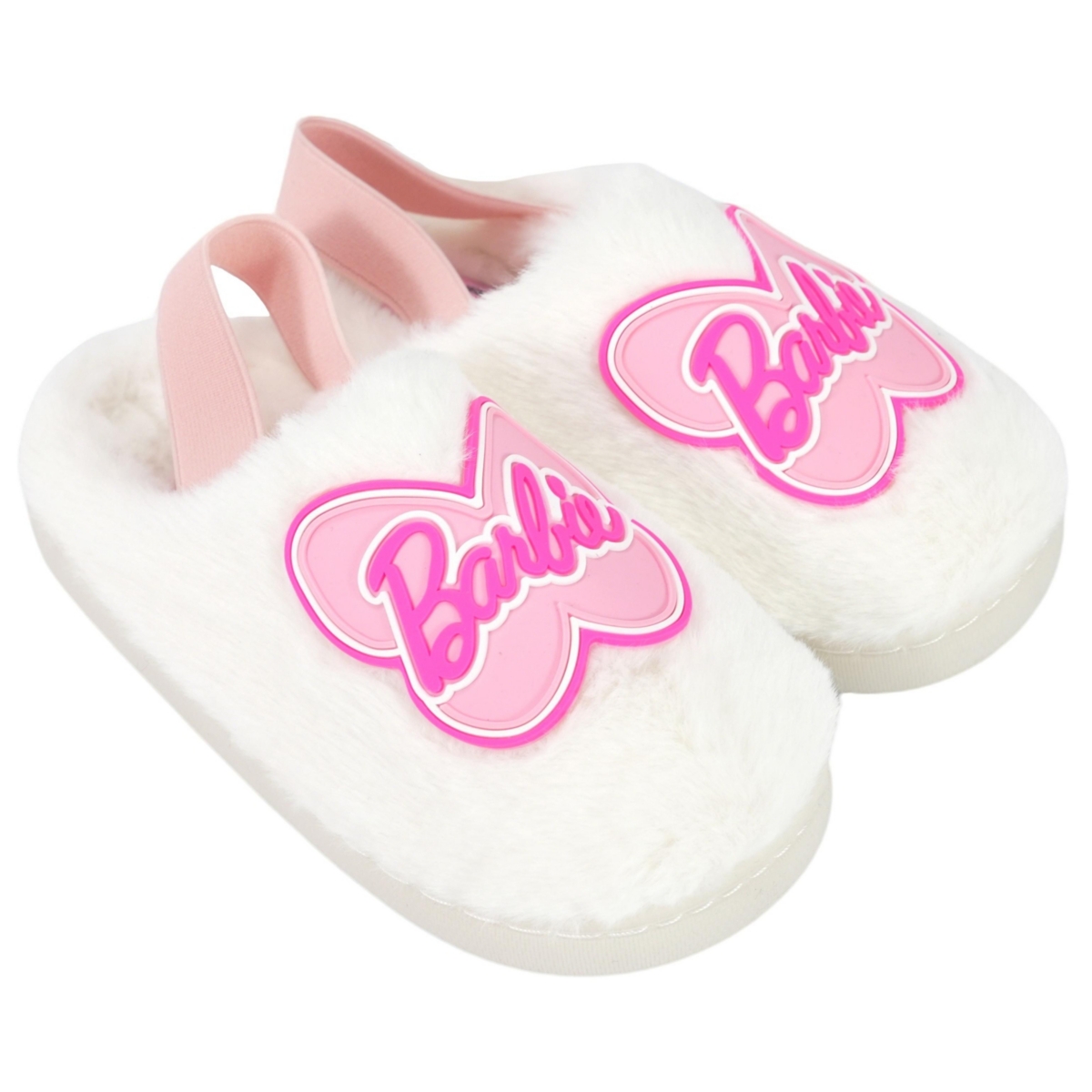 Click here for Barbie Toddler Faux Fur Slip-On Slippers - White b... prices