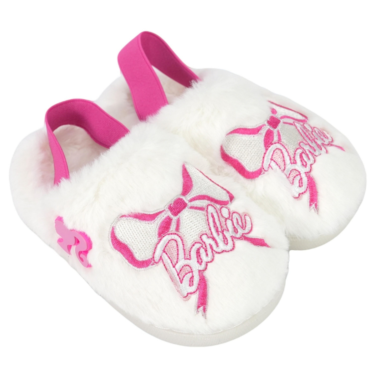 Click here for Barbie Toddler Faux Fur Slip-On Slippers - White b... prices