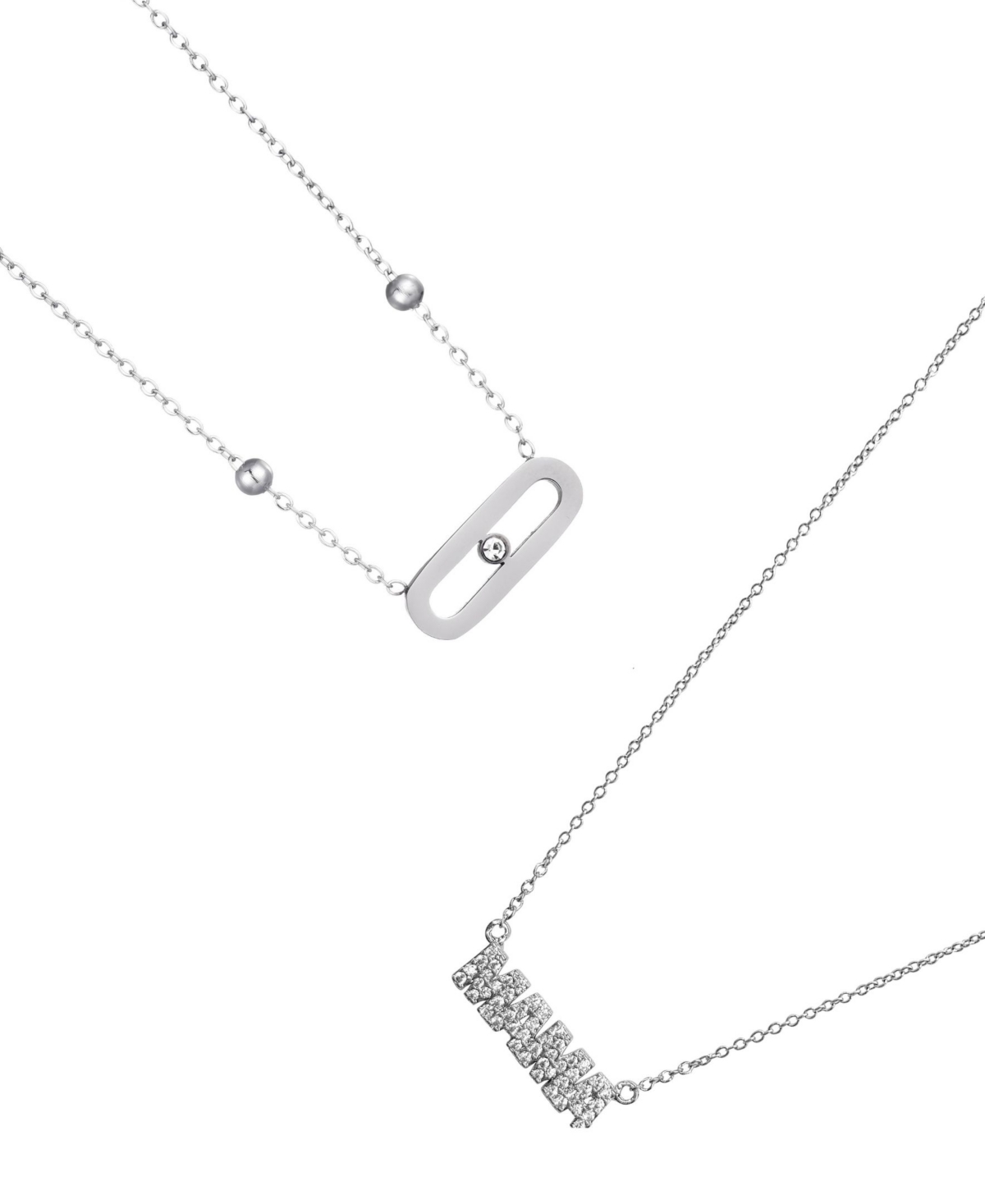 Click here for Adornia Silver 2-Piece Mama and Bar Necklace Set -... prices