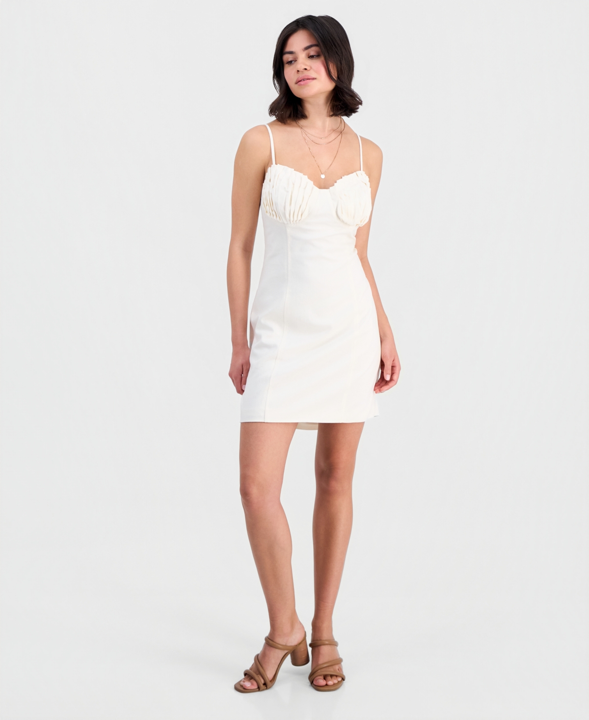 Click here for Bar Iii Womens Pleated-Cup Mini Dress  Macys Exclu... prices