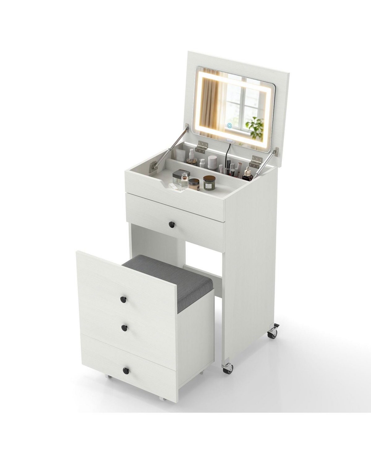 Click here for Sugift Small Vanity Desk Set with Flip Top Mirror... prices