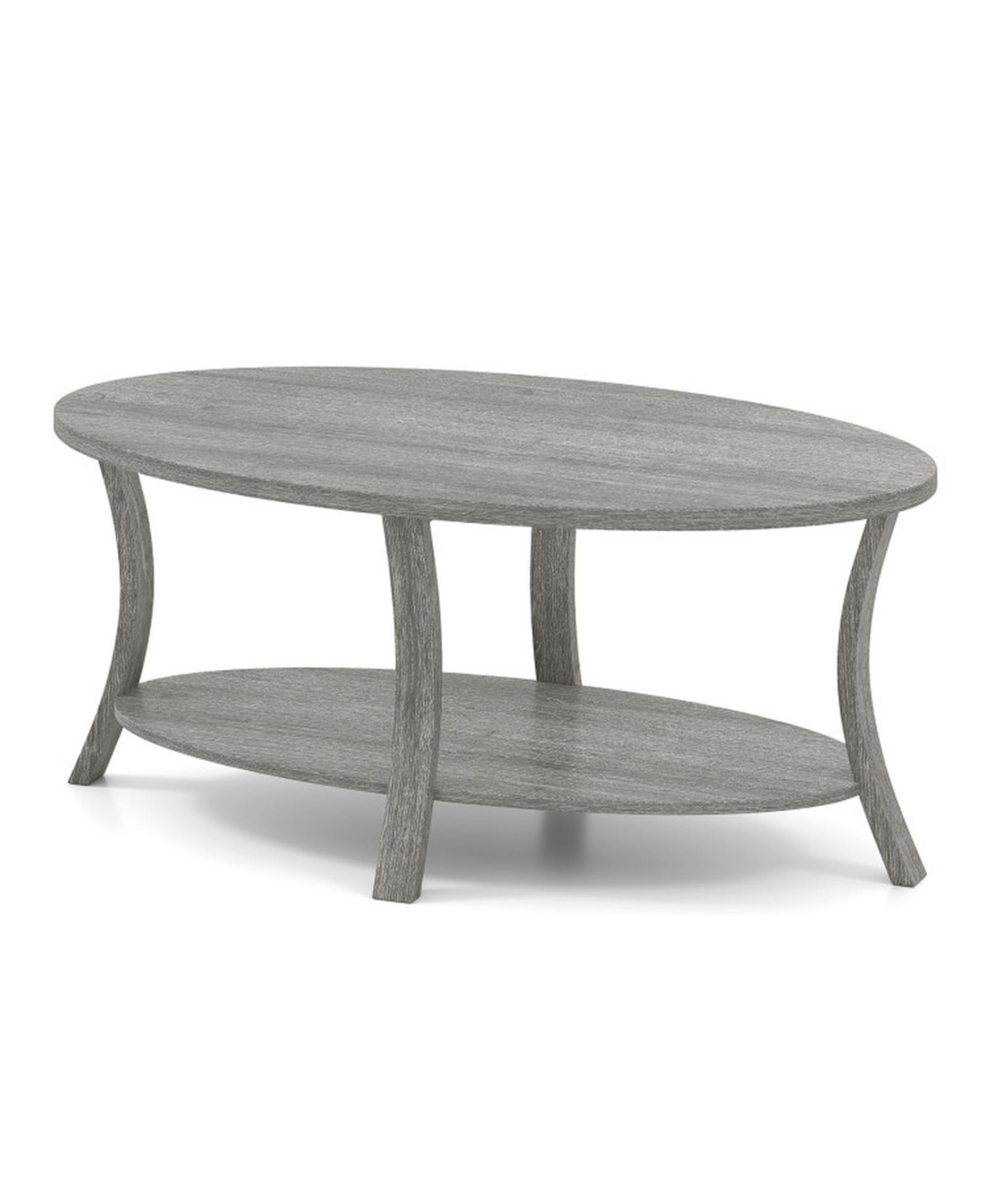 Click here for Gouun 44 in Oval 2-Tier Rubber Wood Coffee Table w... prices