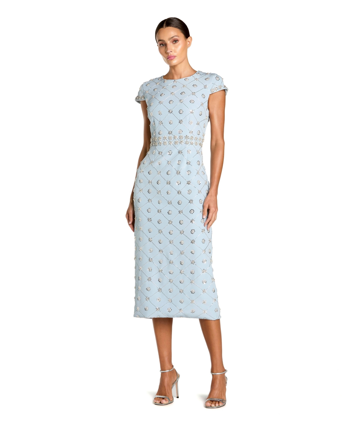 Click here for Mac Duggal Womens Hand Embellished High Neck Cap S... prices