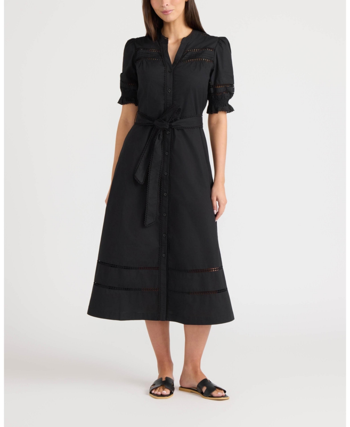 Click here for Ellen Tracy Womens Button Front Midi Dress with Se... prices