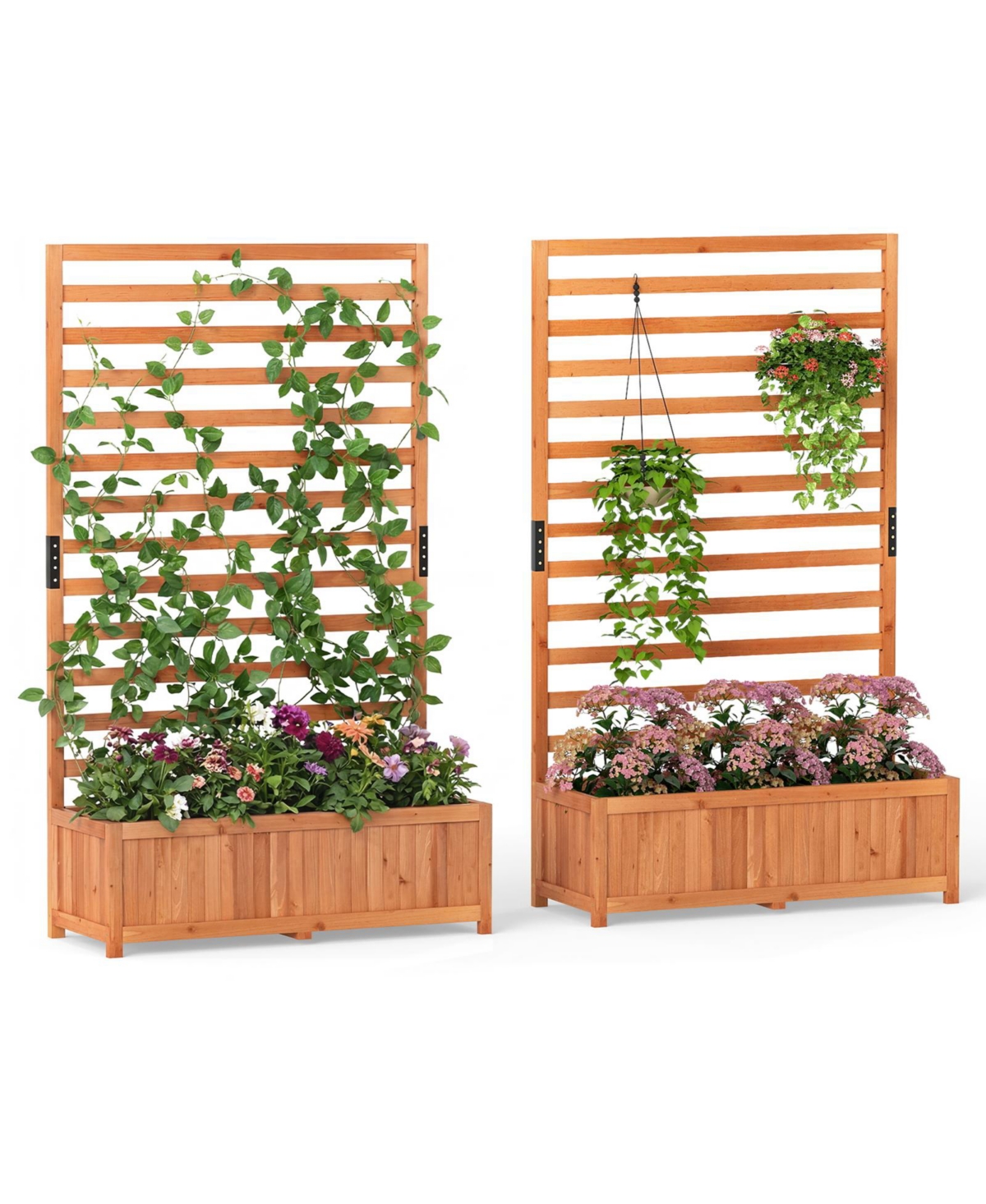Click here for Gymax 2 Pcs Wooden Raised Garden Bed w/ Vertical T... prices