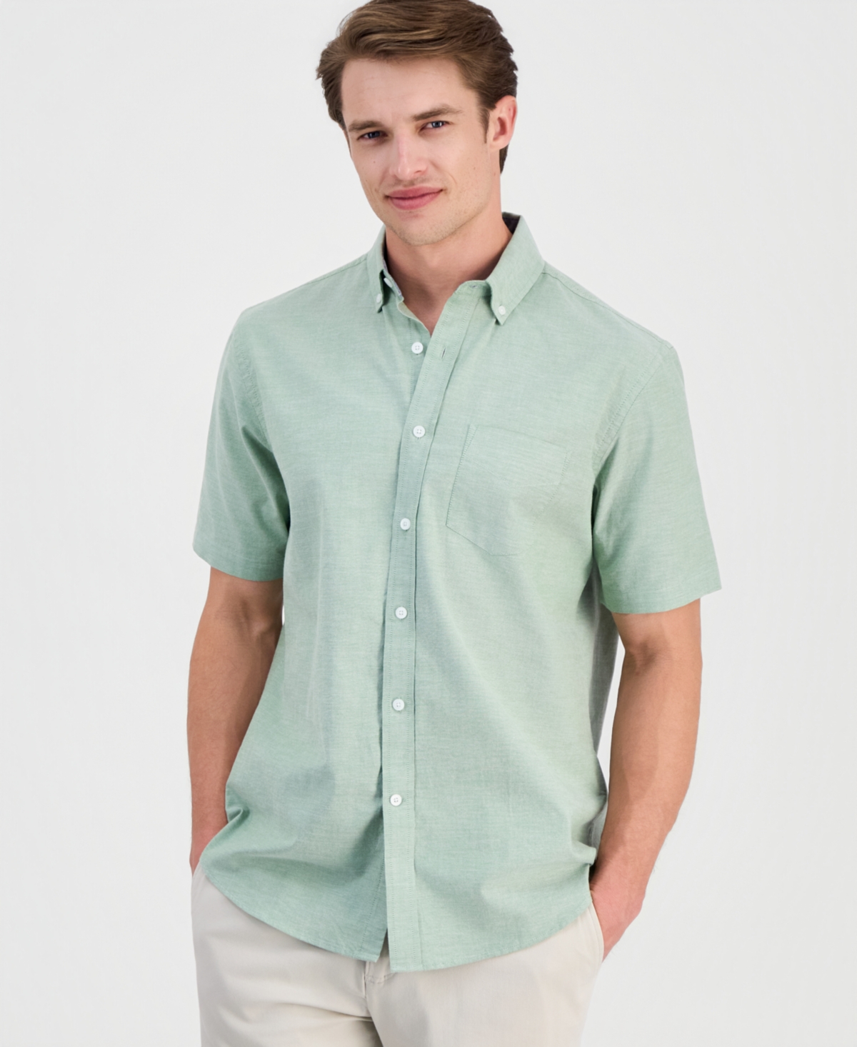 Click here for Club Room Mens Short Sleeve Button-Down Oxford Shi... prices