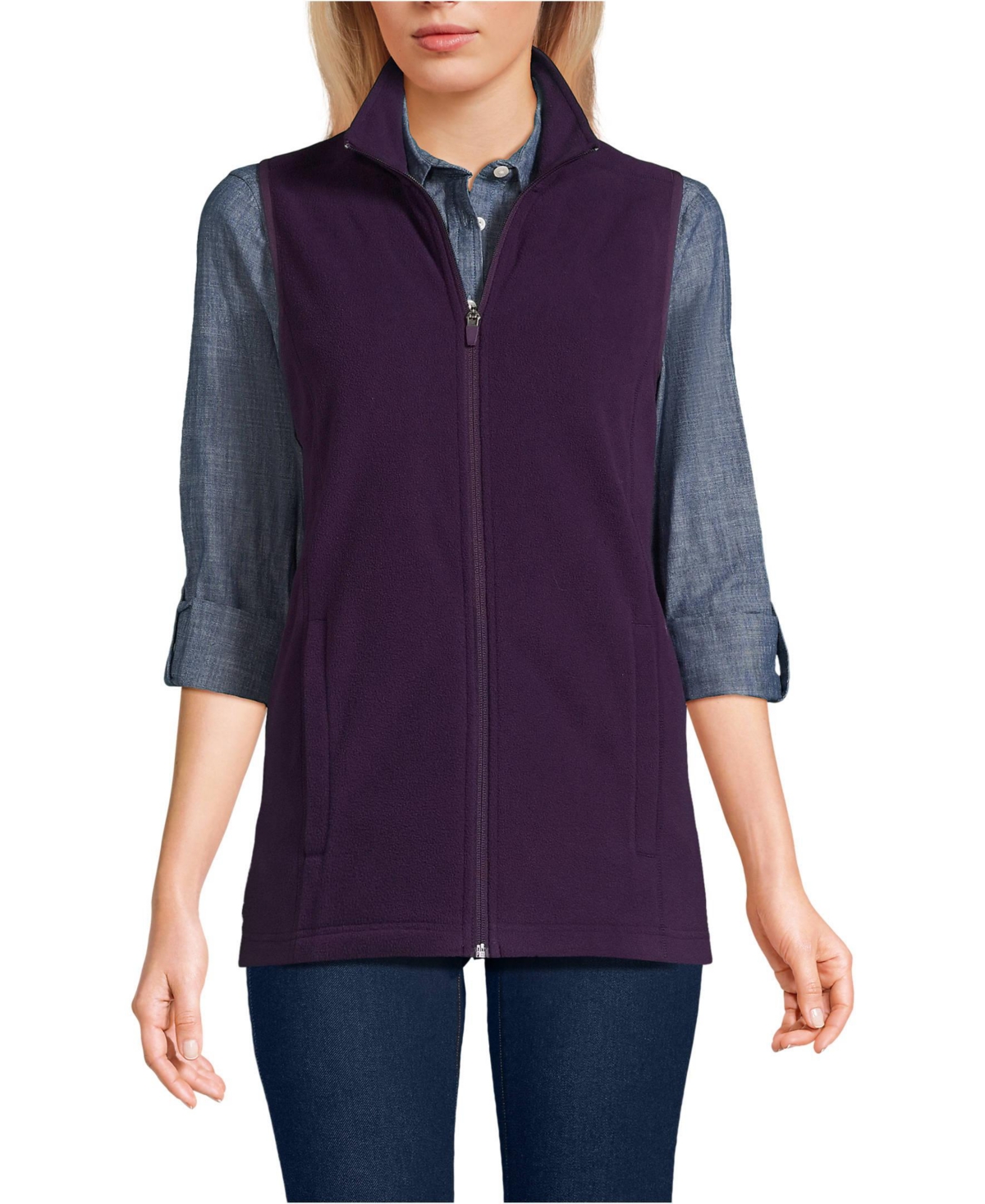 Click here for Lands End Womens Thermacheck 100 Fleece Vest - Bla... prices
