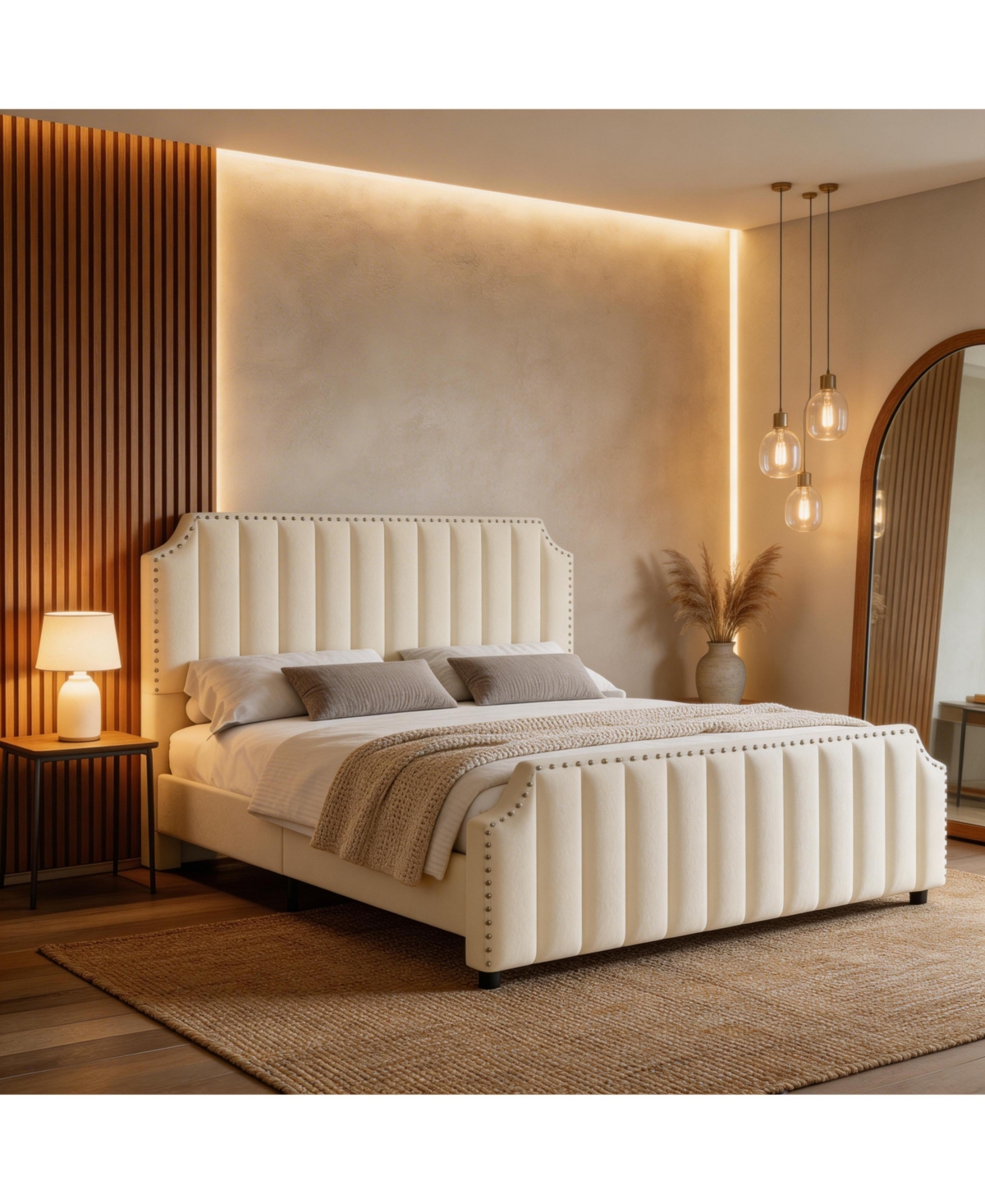 Click here for Homfan Upholstered Bed Frame with Headboard and Fo... prices