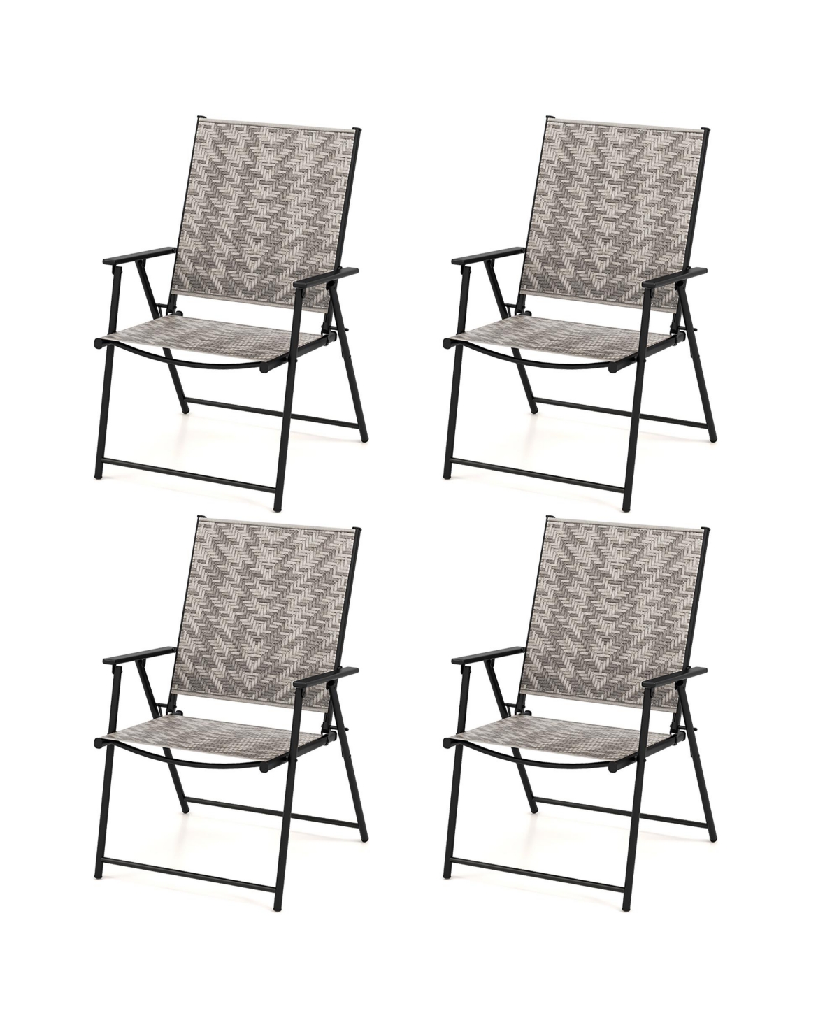 Click here for Gymax Set of 4 Folding Chairs w/ Armrests Metal Fr... prices