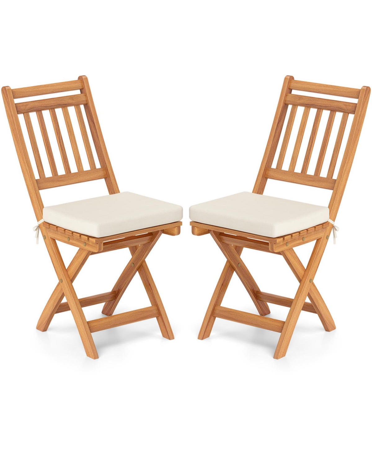 Click here for Gymax Folding Patio Chairs Set of 2 w/ Slatted Bac... prices