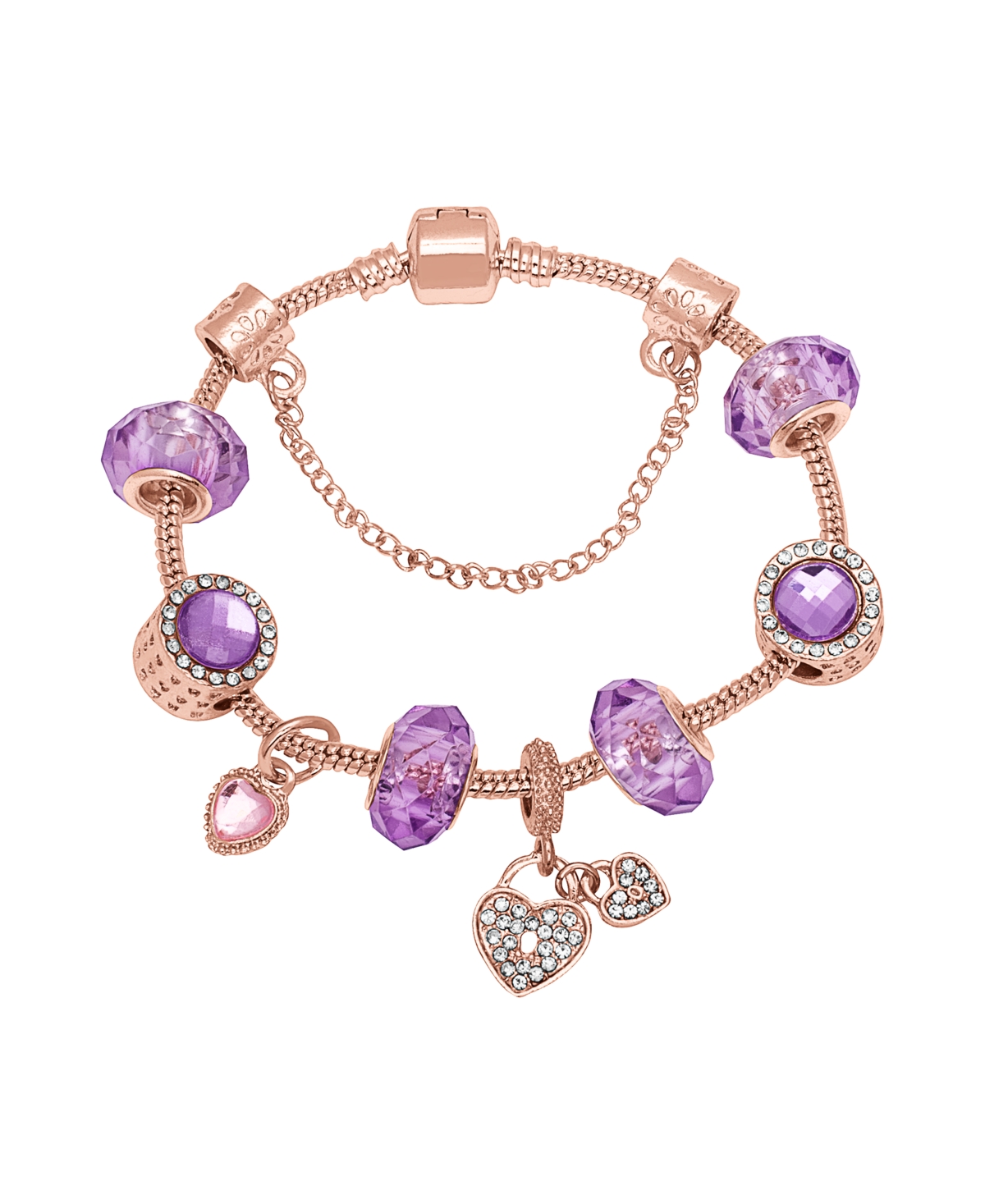 Click here for Macys Floral Crystal Stone Charm Bracelet - Purple prices