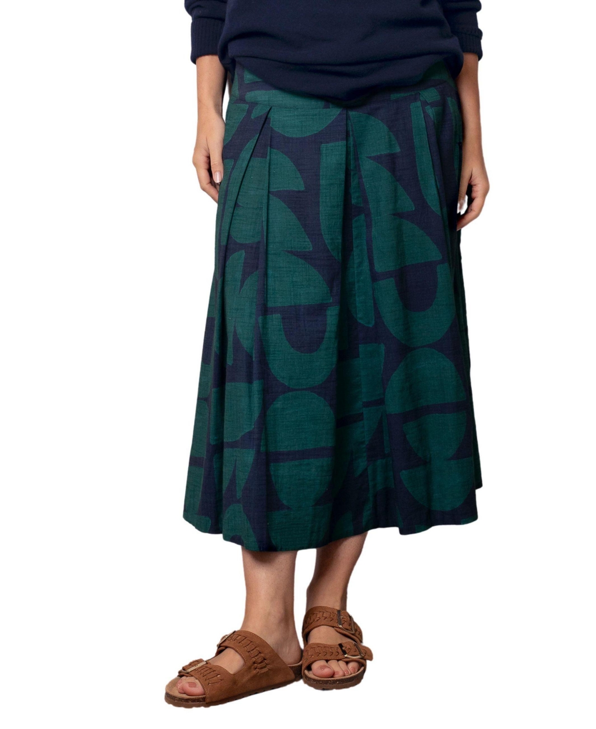 Click here for Celtic & Co. Womens Box Pleated Midi Skirt - Geo s... prices
