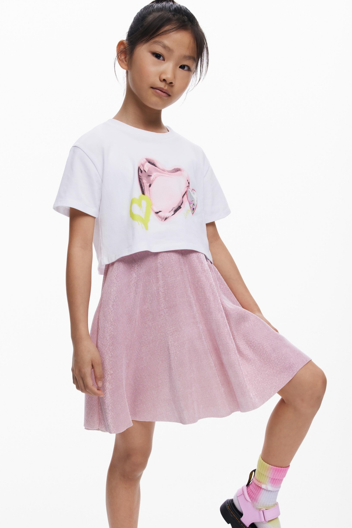 Click here for Desigual Girls 2-in-1 Heart Dress - Dark pink prices