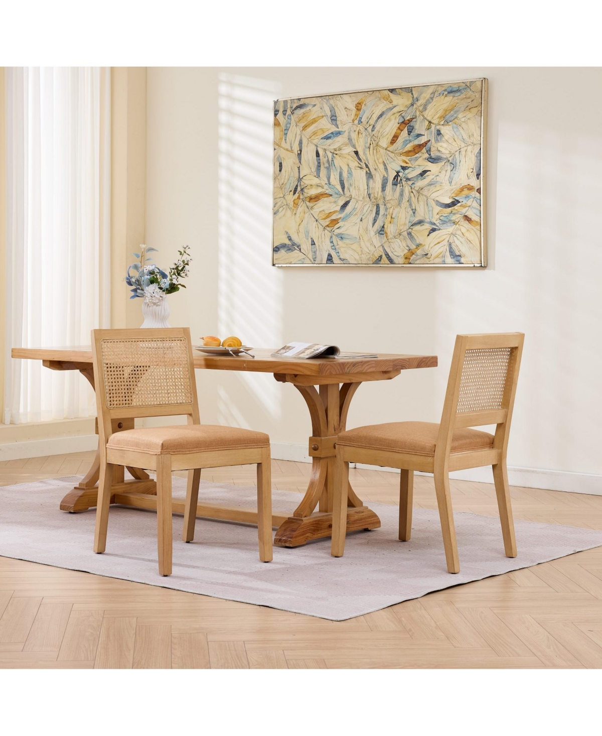 Click here for Rainsken Farmhouse Rattan Dining Chairs Set of 2 -... prices