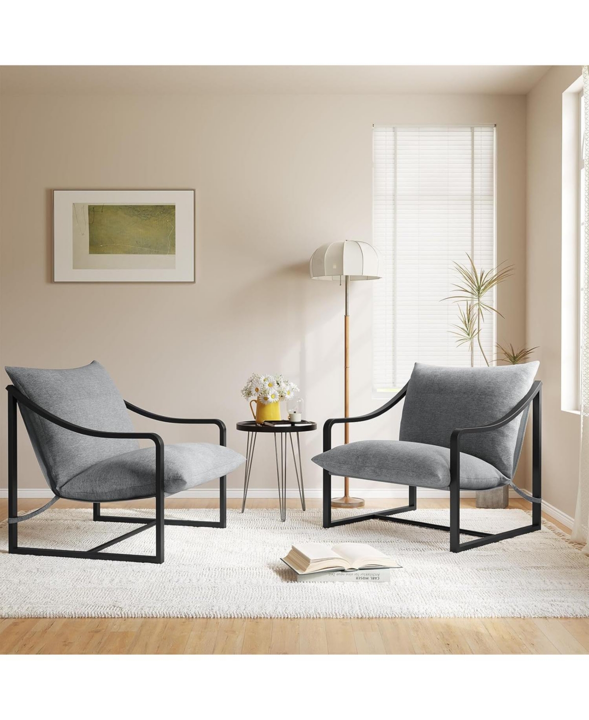 Click here for gaomon Set of 2 Sling Accent Chairs  Removable Cus... prices