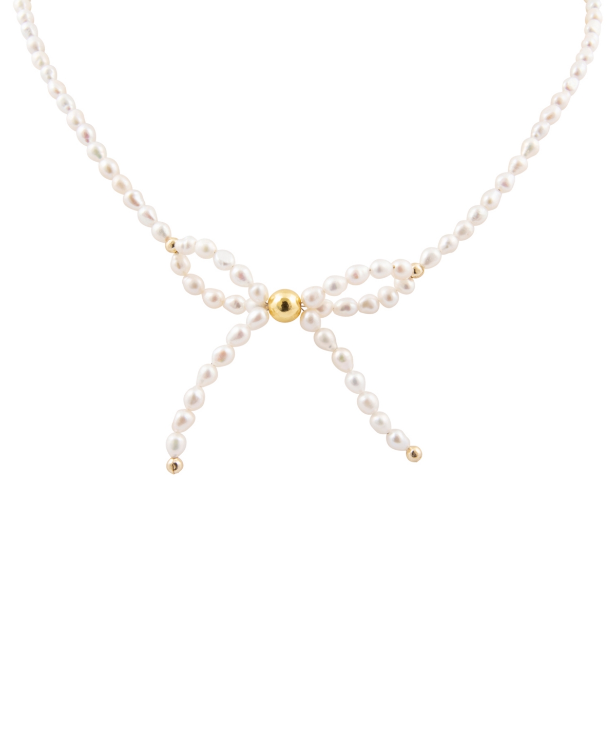 Click here for Barse White Freshwater Pearl Bow Golden Necklace -... prices