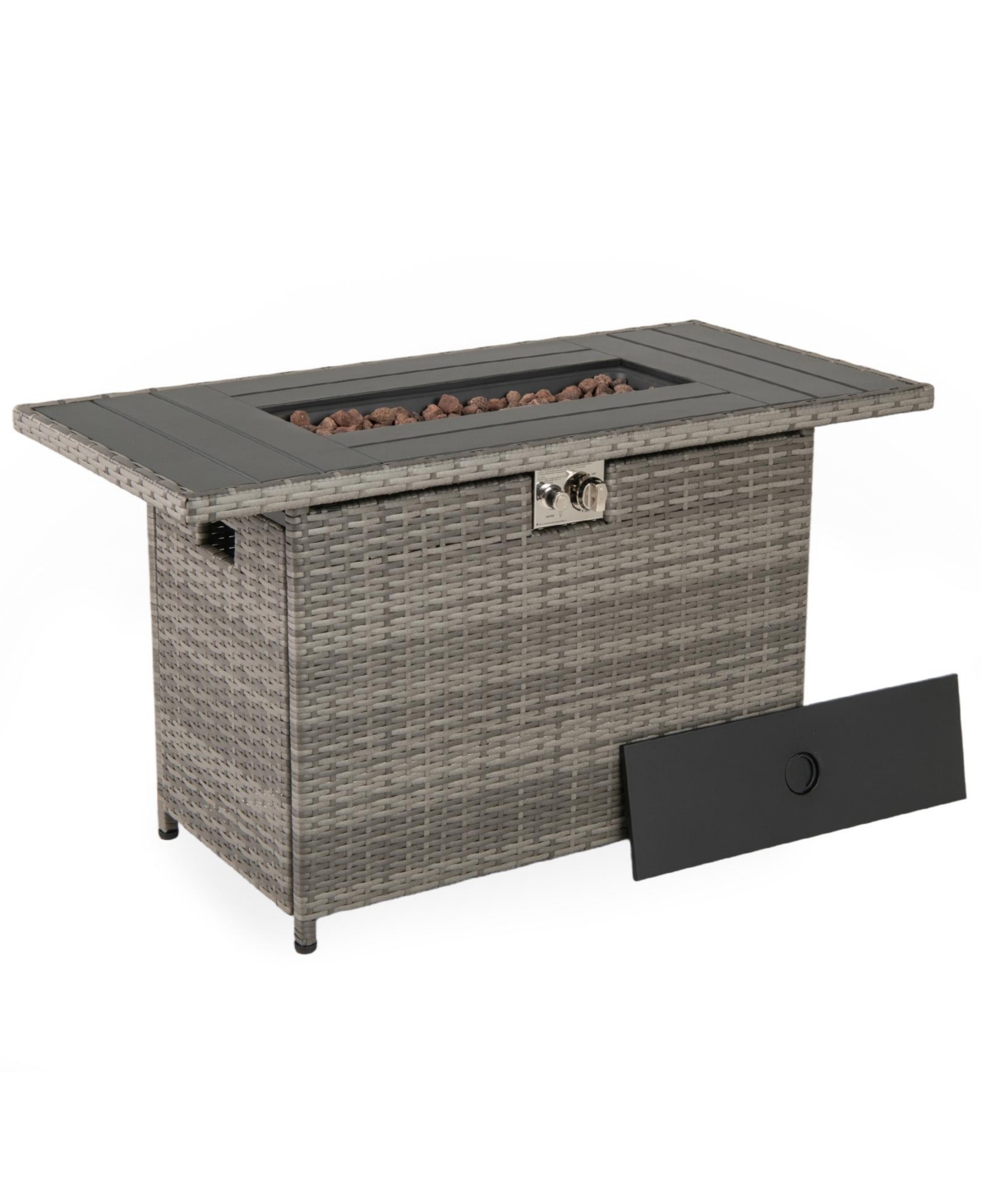 Click here for Slickblue Rattan Gas Fire Pit Table 2 in 1 Stainle... prices