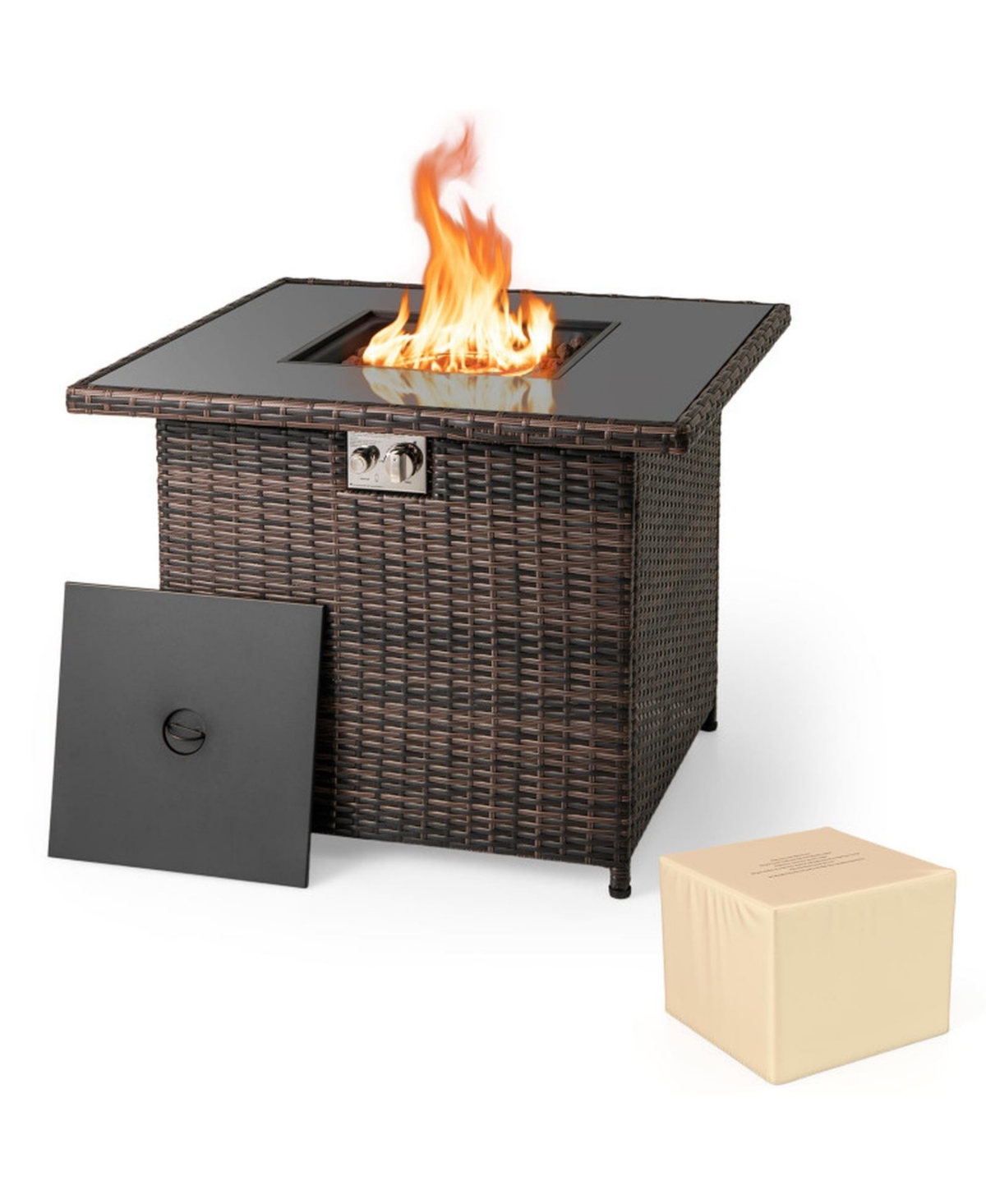 Click here for Gouun 32.5 in Square Propane Fire Pit Table 50000... prices