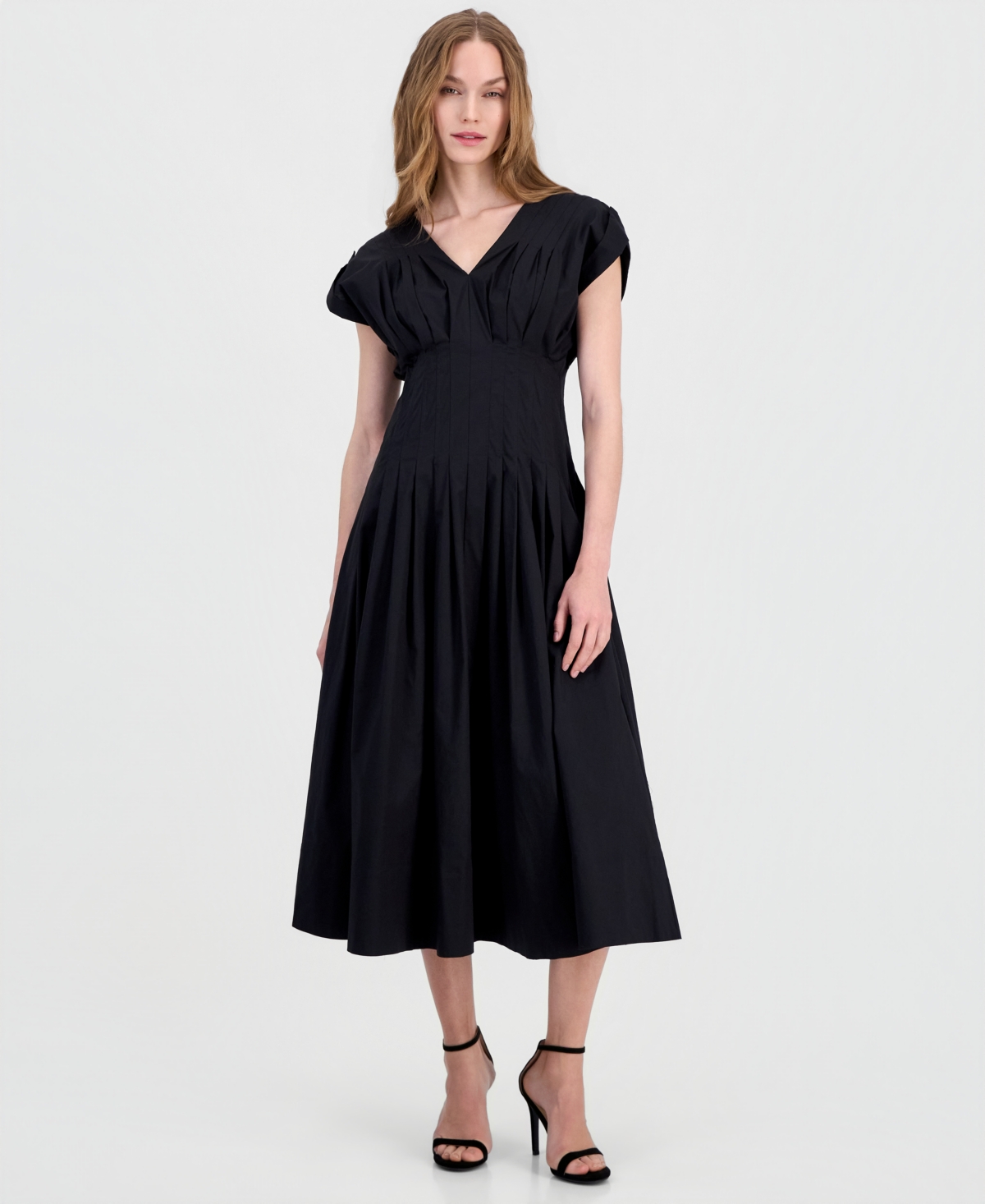 Click here for Anne Klein Womens Pleated-Waist V-Neck Midi Dress... prices