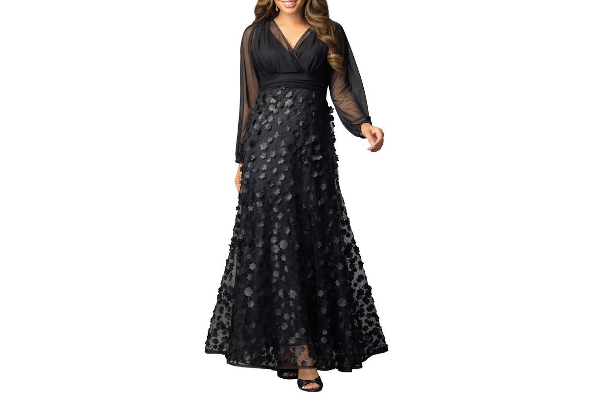 Click here for Kiyonna Womens Blossoming Beauty Mesh Evening Gown... prices