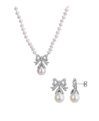 Click here for Macys Cultured Freshwater Pearl White Topaz Drop E... prices