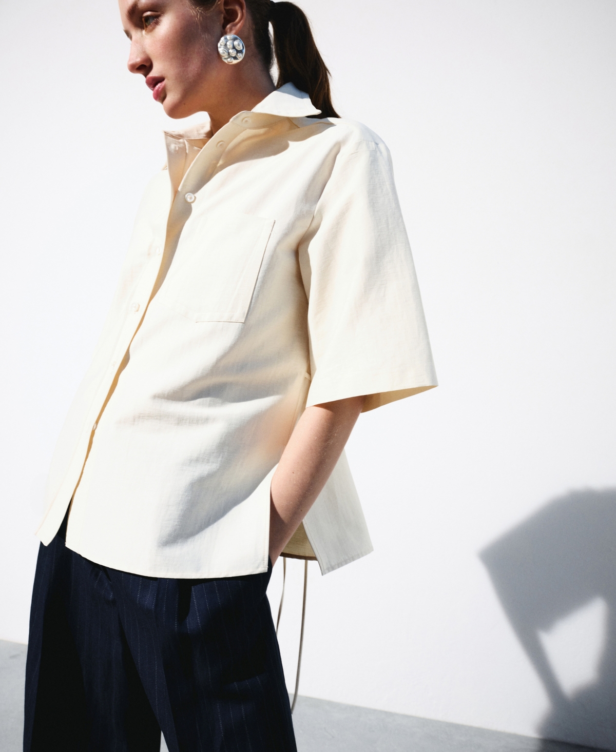 Click here for Selection Mango Womens Bow Detail Short-Sleeved Sh... prices