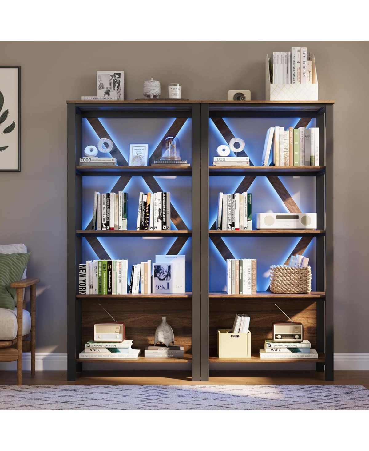 Click here for gaomon 5-Tier Bookcase with Led Lights  Tall Open... prices