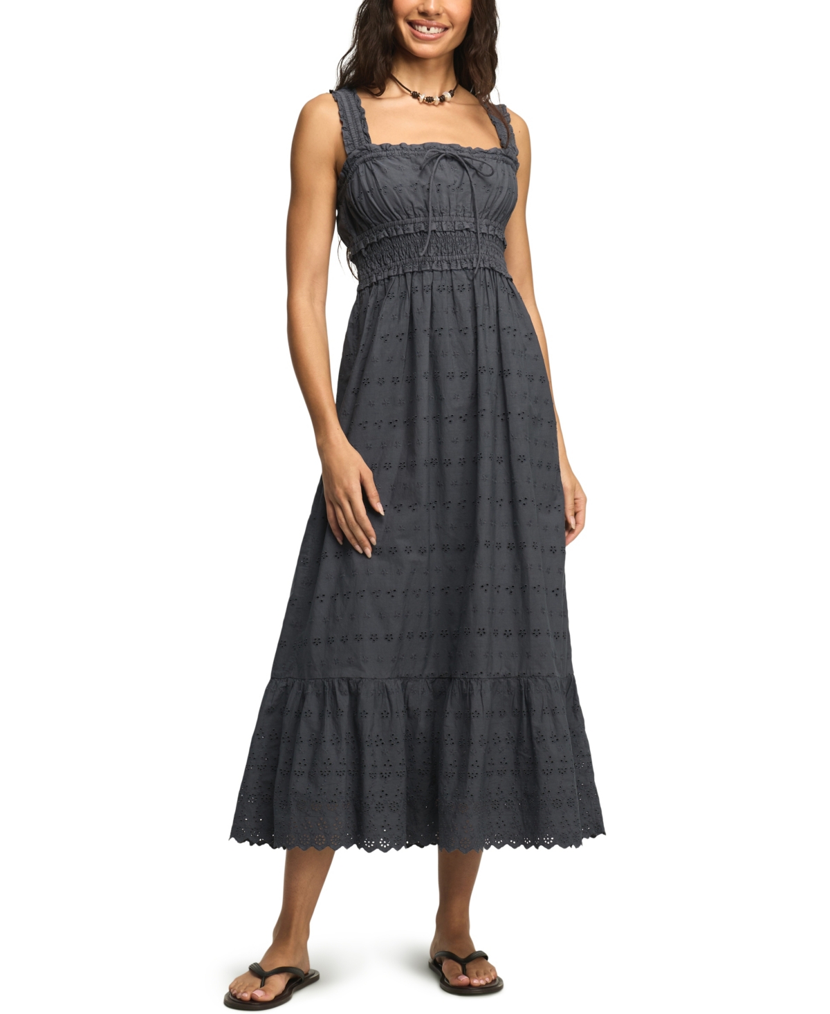 Click here for Lucky Brand Womens Smocked Waist Square Neck Midi... prices