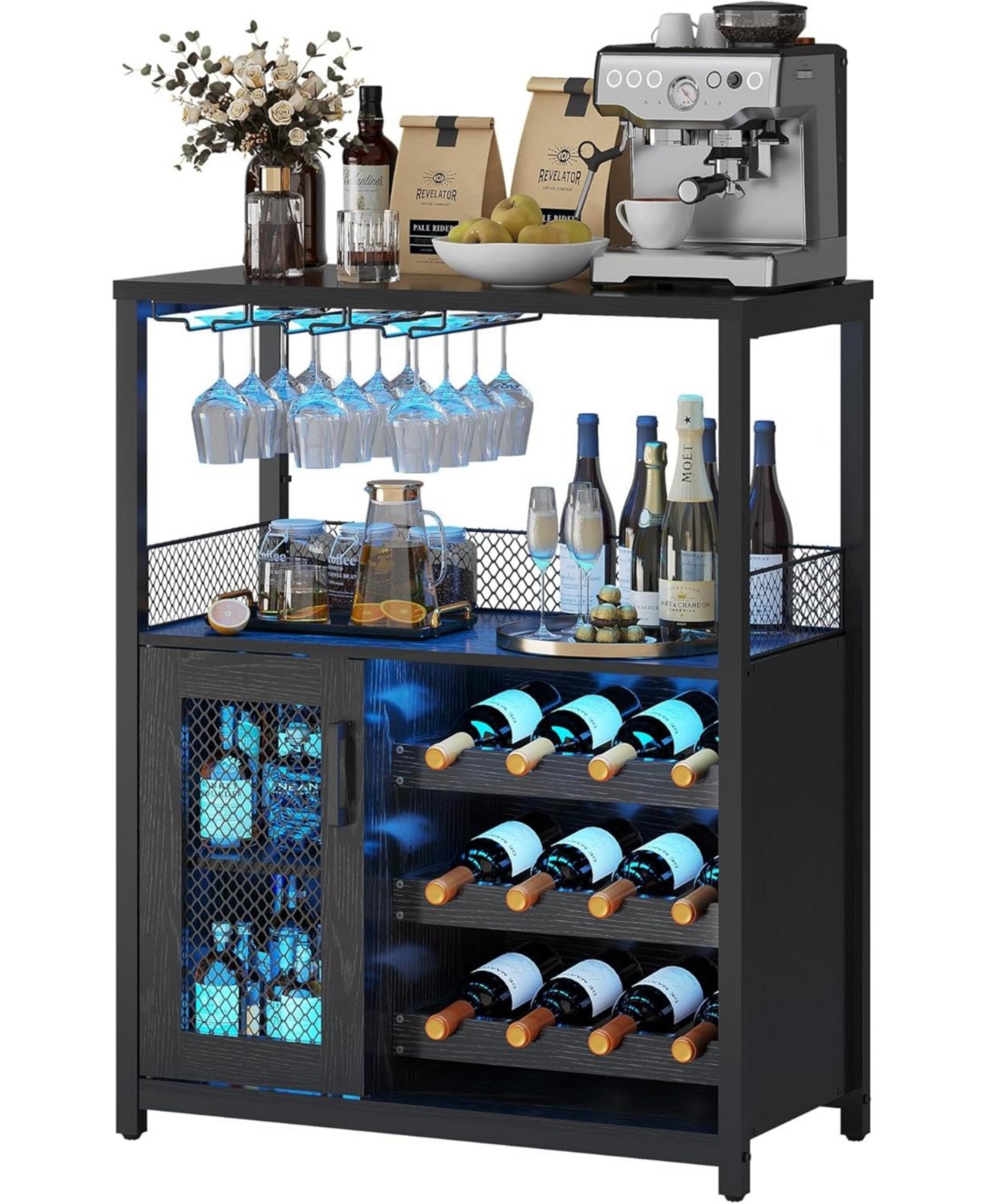 Click here for gaomon 3-Tier Wine Bar Cabinet with Led Lights  Ad... prices