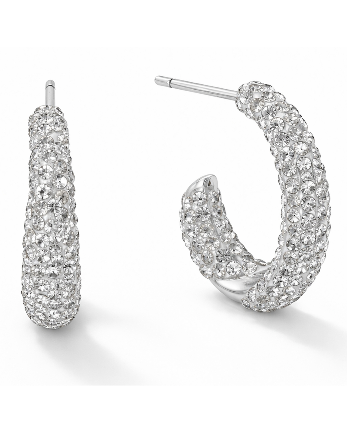 Click here for And Now This Pave Crystal C-Hoop Post Earrings - S... prices