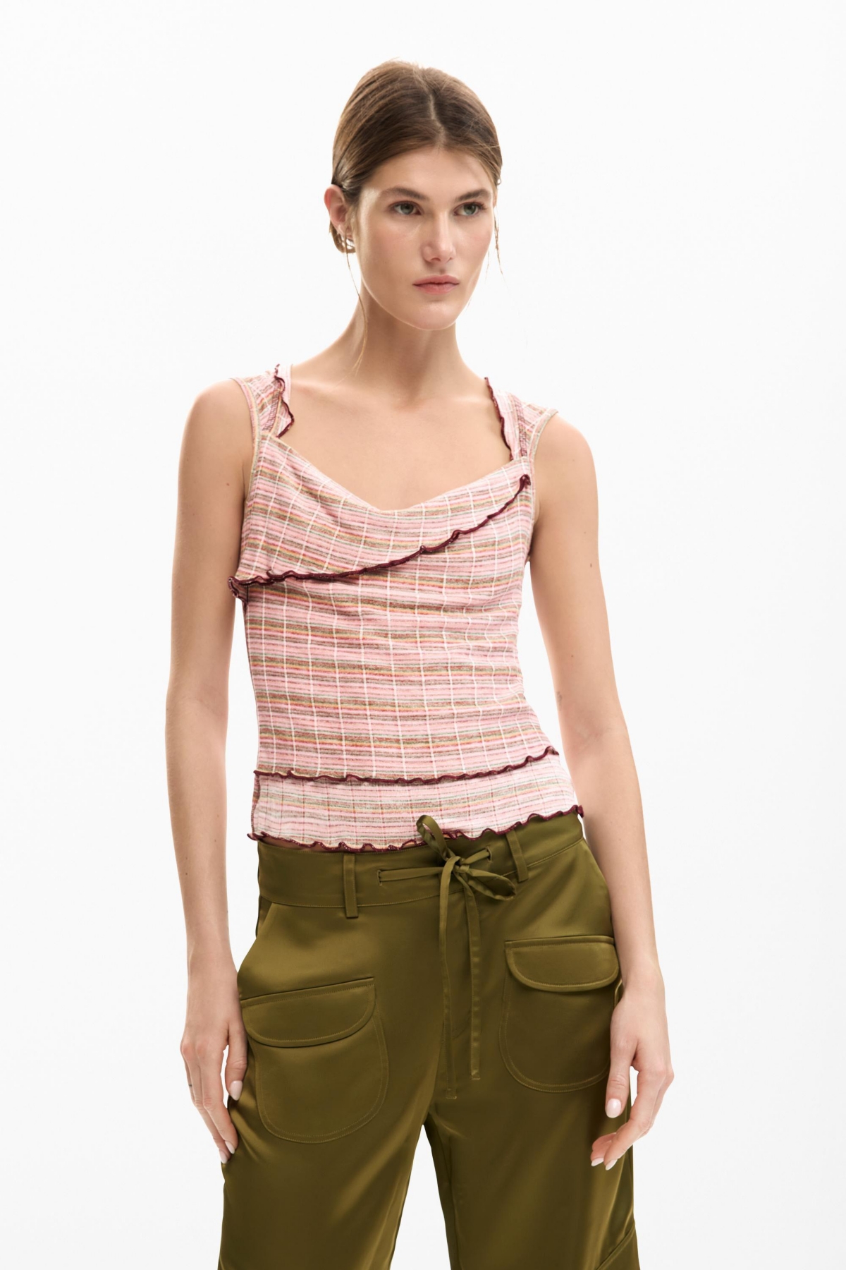 Click here for Desigual Womens Layered Trimmed T-Shirt - Multi prices