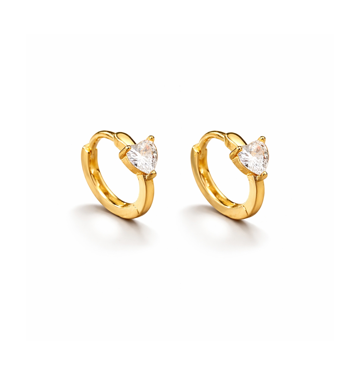 Click here for Rebl Jewelry Crystal Heart HoopEarrings - Gold prices