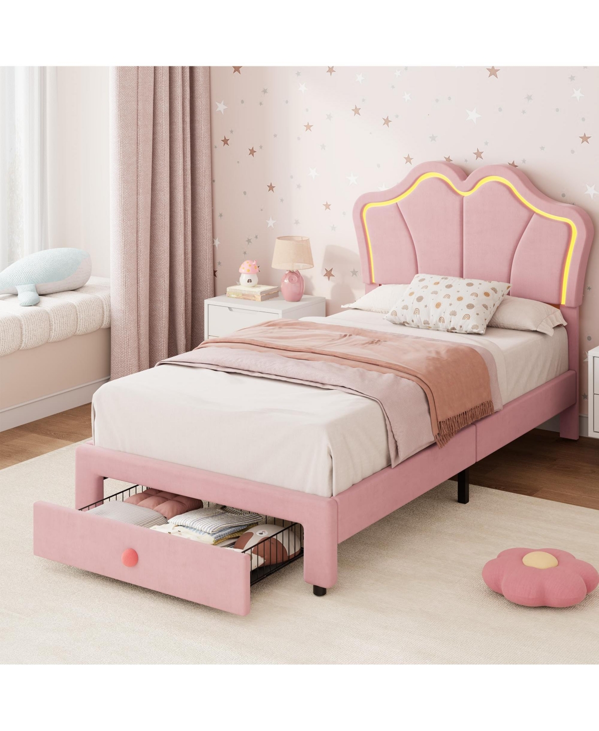 Click here for gaomon Twin Bed Frame with Storage  Upholstered Le... prices