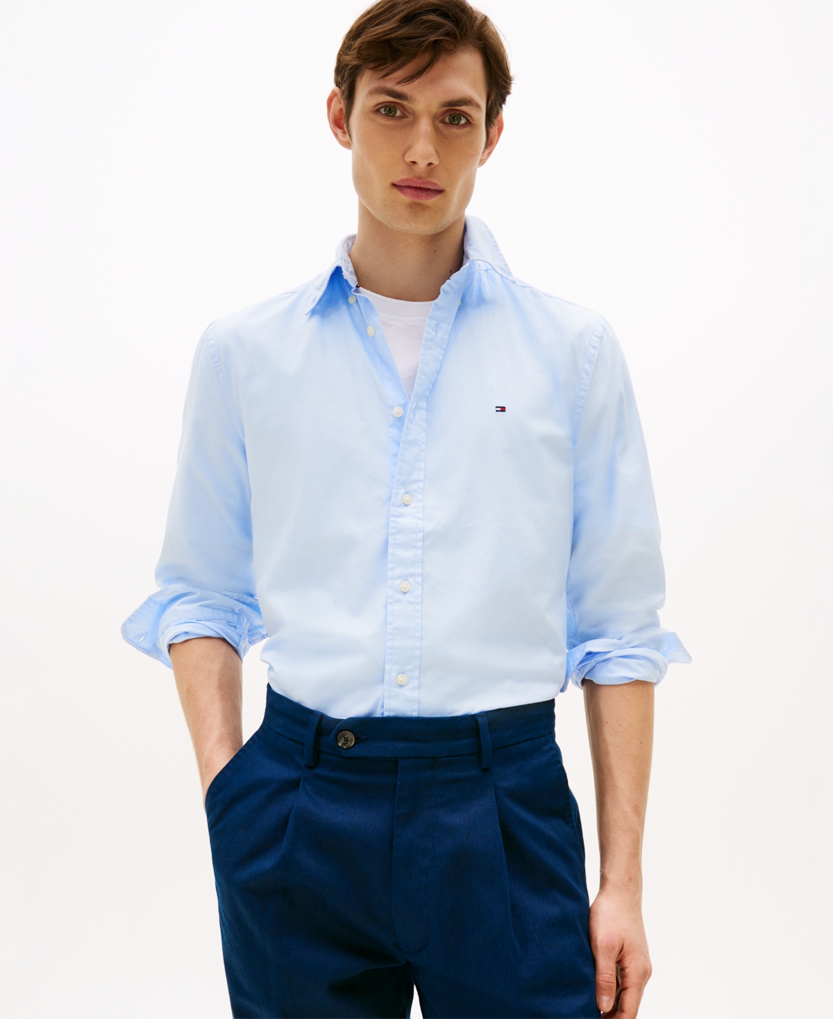 Click here for Tommy Hilfiger Mens Regular-Fit Stretch Poplin But... prices