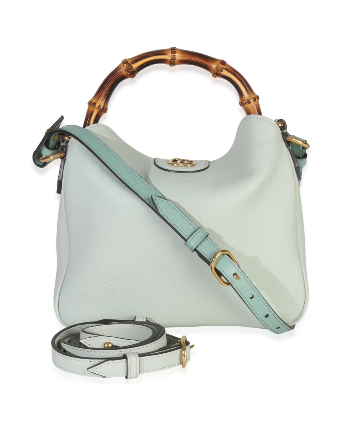 Click here for Pre-Owned Gucci Mint Green Calfskin Bamboo Small D... prices