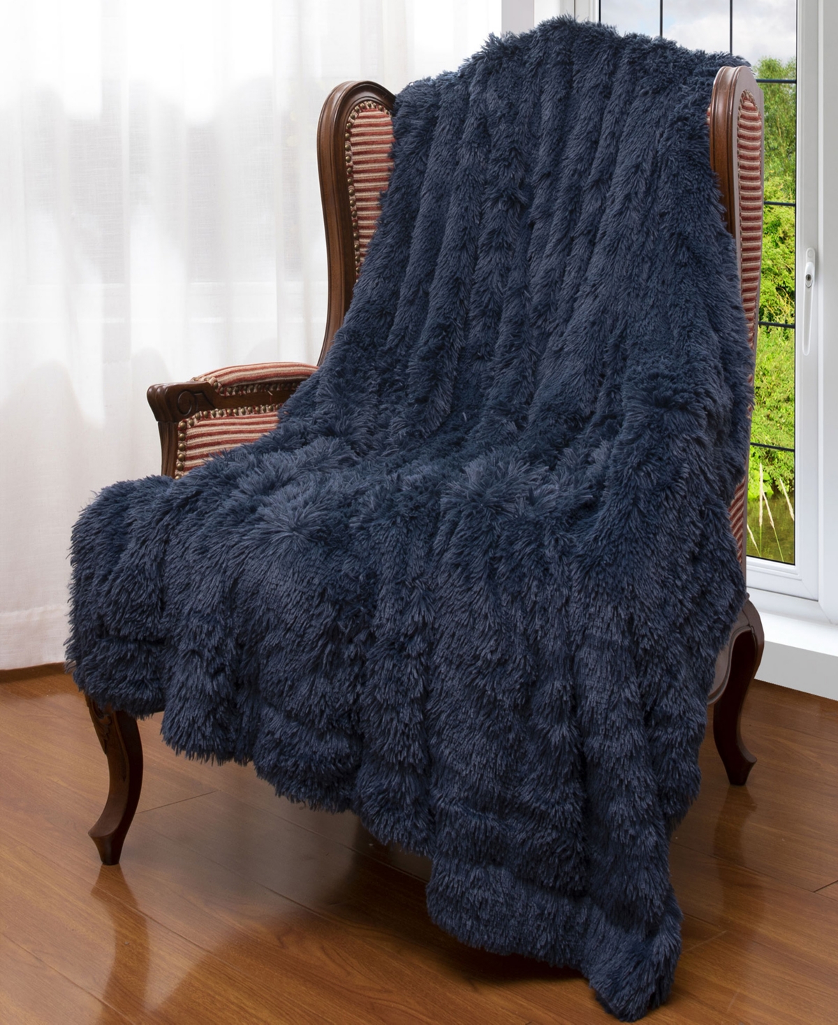 Click here for Cheer Collection Shaggy Throw  50 x 60 - Navy prices