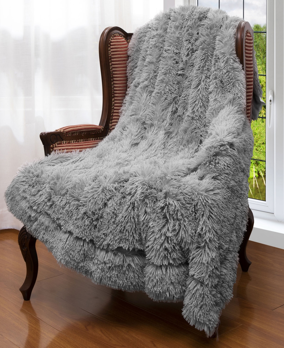 Click here for Cheer Collection Shaggy Throw  50 x 60 - Dark Gray prices
